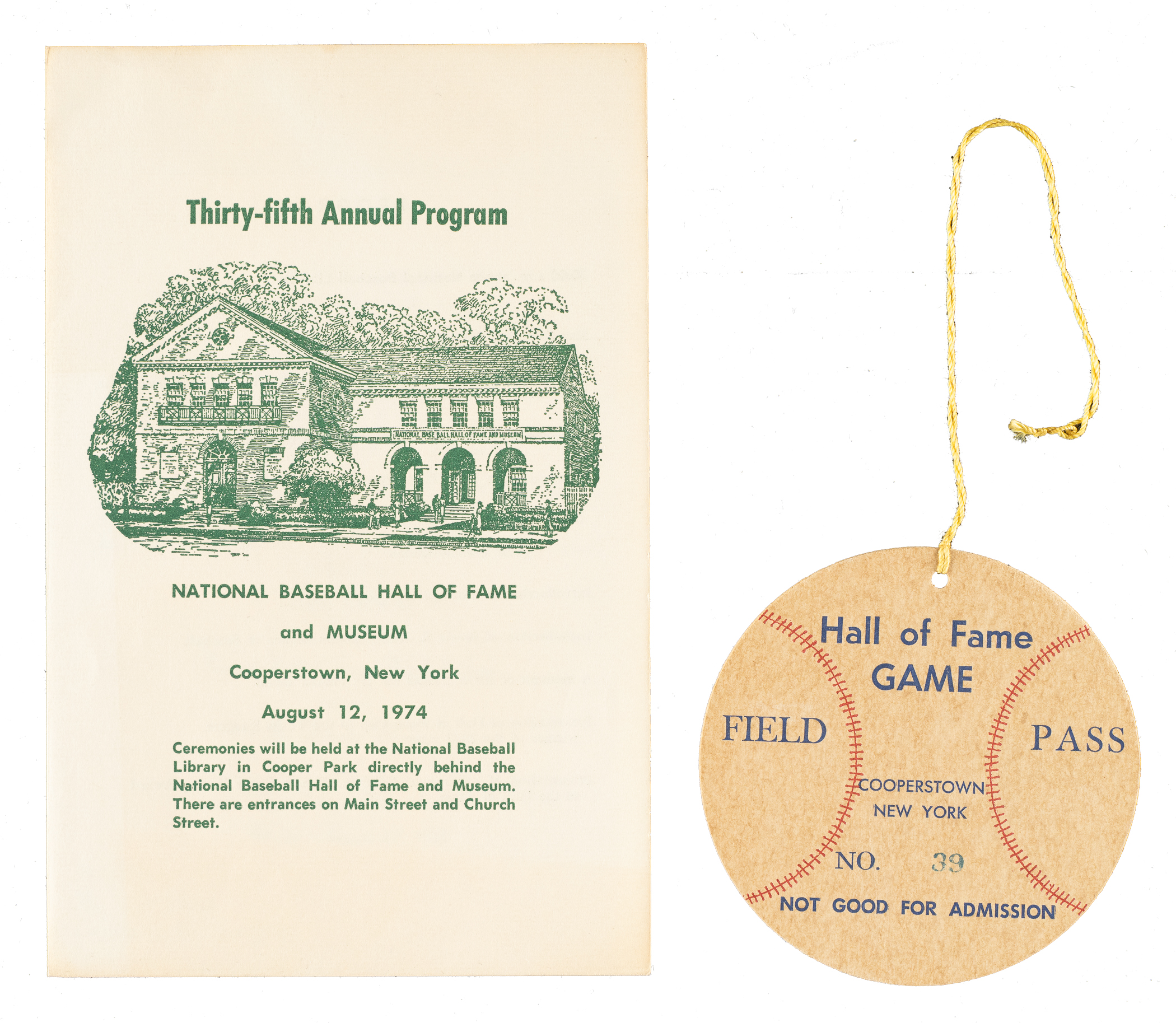 1974 Mickey Mantle Hall of Fame Induction Program Plus Hall of Fame ...