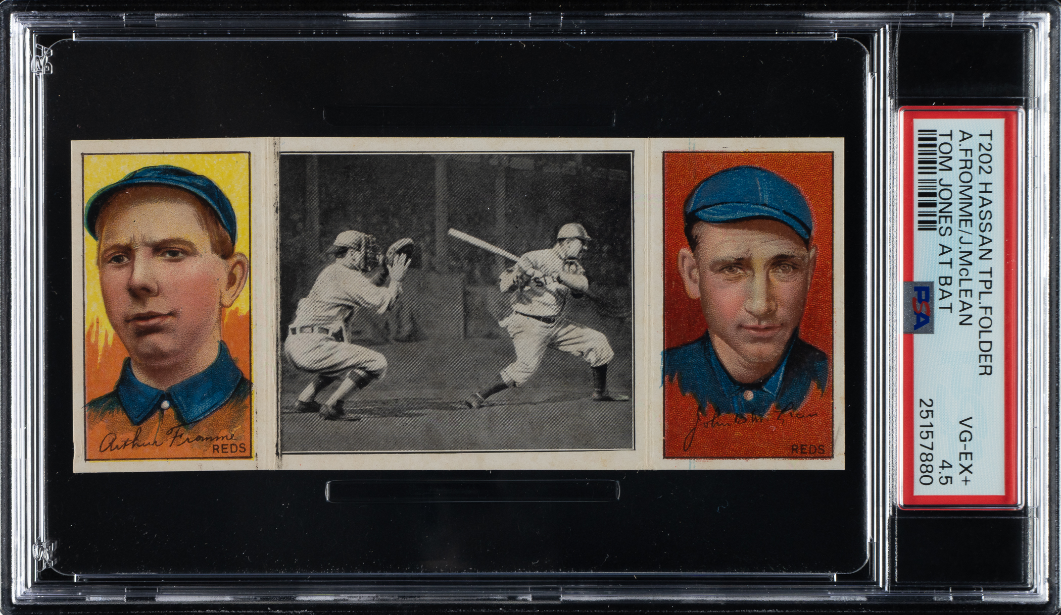 1912 T202 Hassan Triple Folder "Tom Jones At Bat" McLean/Fromme PSA VG ...