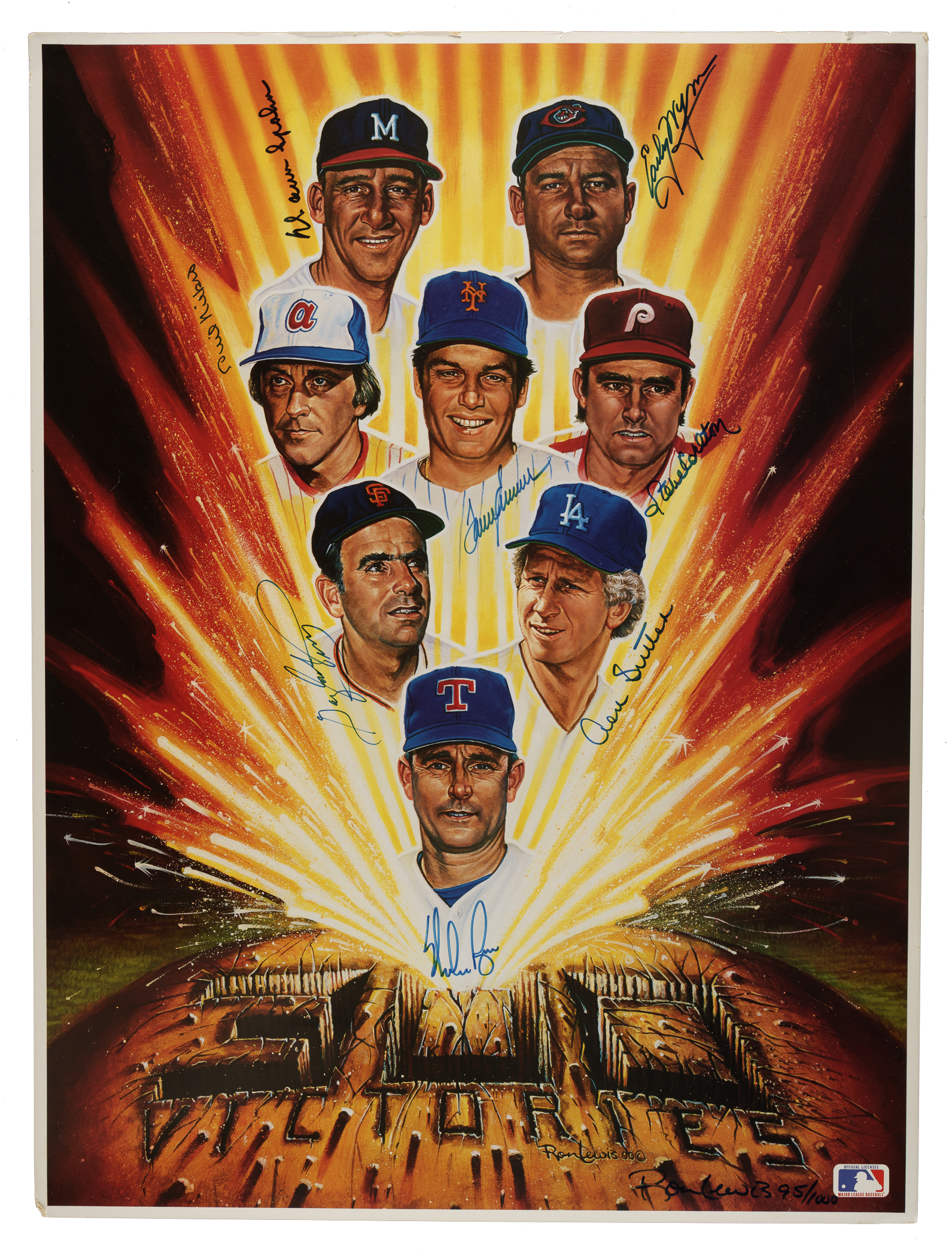 1990 Ron Lewis 300 Win Club Multi-Signed Limited-Edition Print with ...