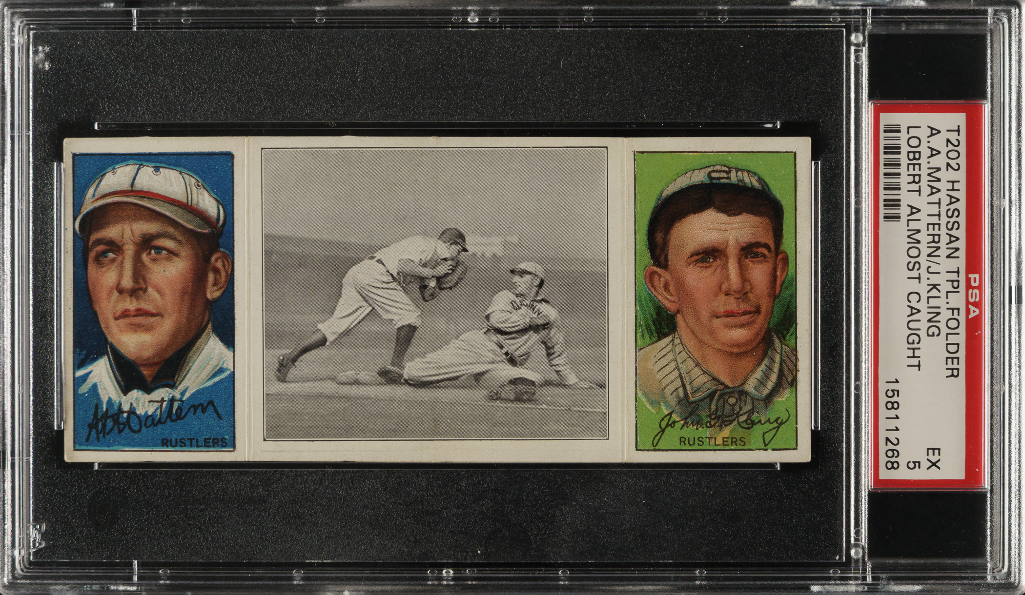 1912 T202 Hassan Triple Folder "Lobert Almost Caught" Mattern/Kling PSA ...