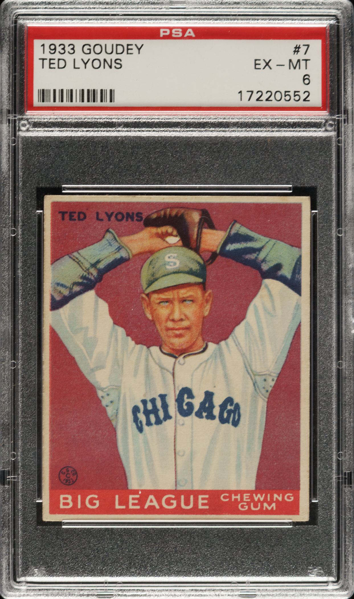 1933 R319 Goudey #7 Ted Lyons PSA EX-MT 6 | Barnebys