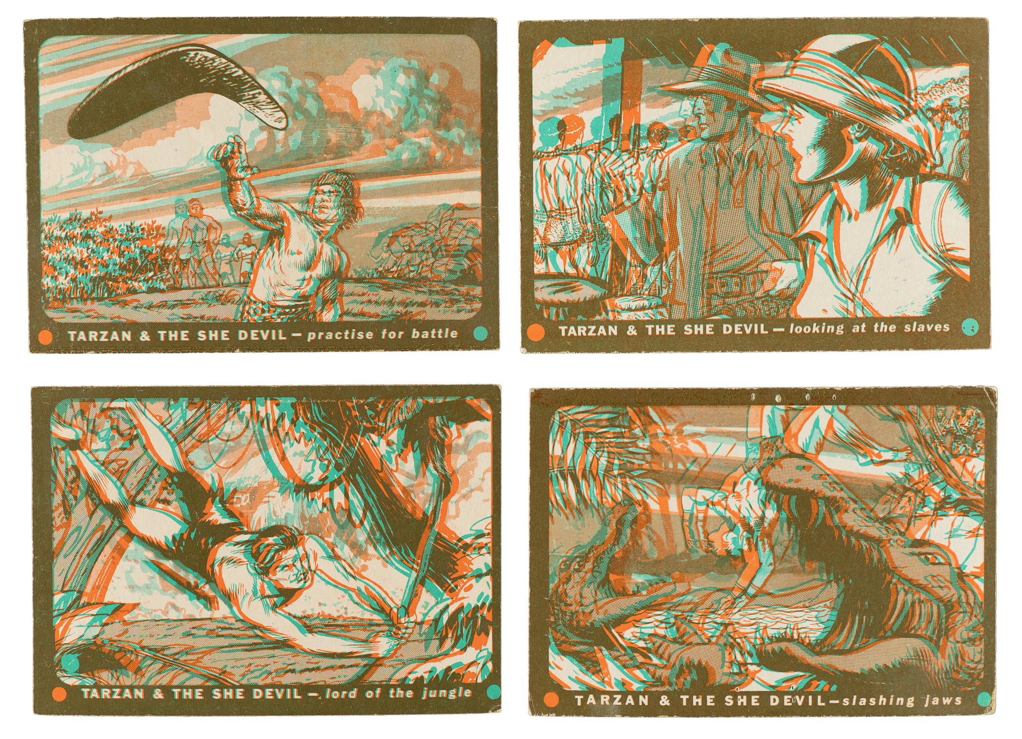 1953 Topps "Tarzan and the She Devil" Complete Set (60) Plus 3-D ...