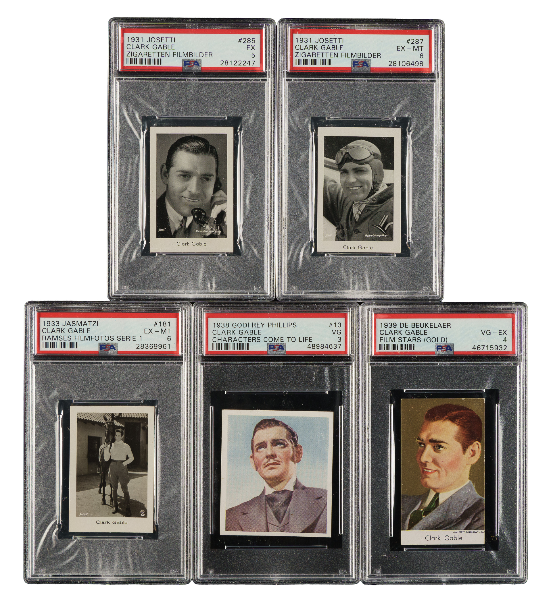 1931 to 1939 Josetti, Jasmatzi, and Godfrey Phillips Clark Gable PSA ...
