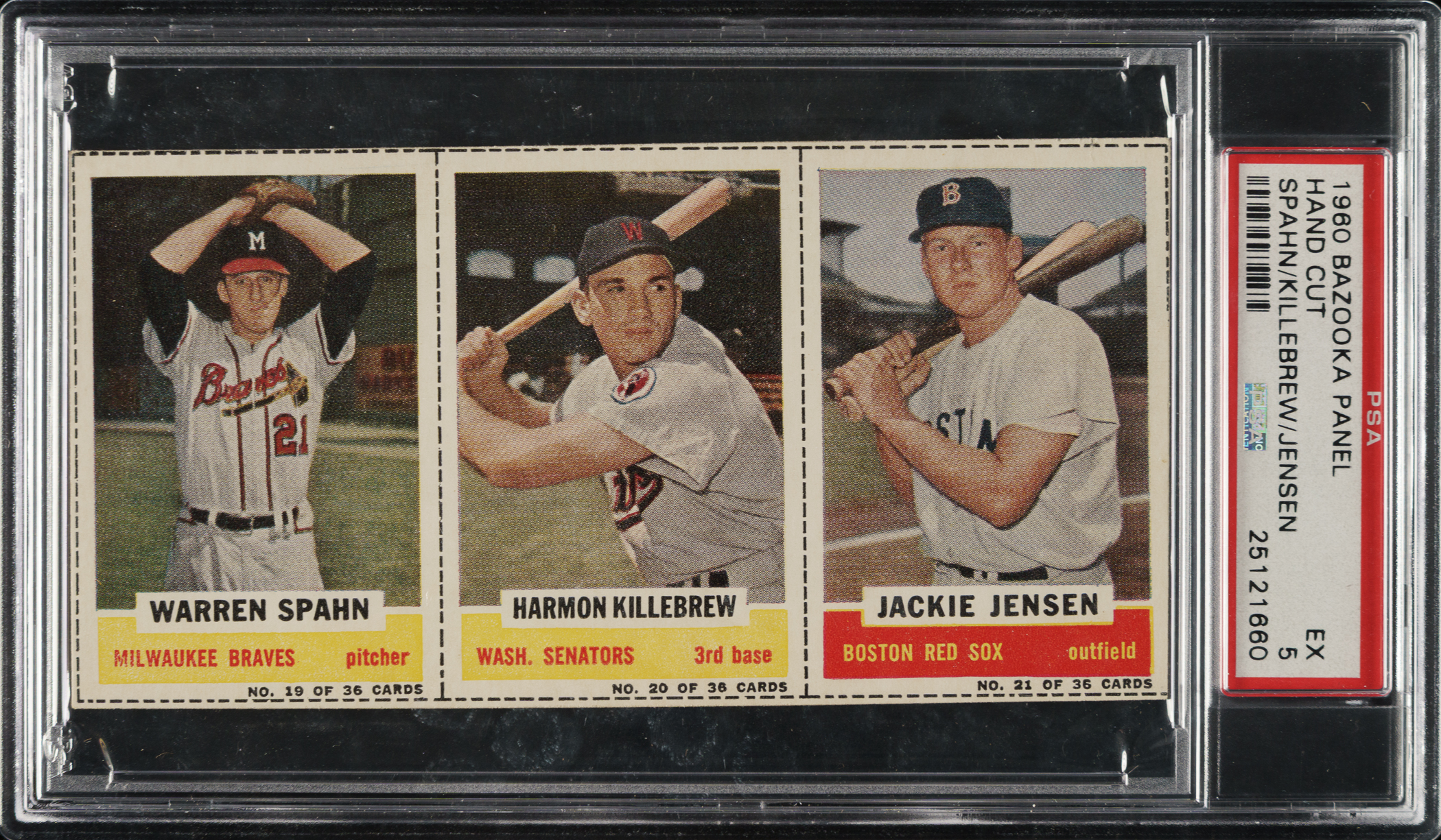 1960 Bazooka Panel #19/20/21 Warren Spahn/Harmon Killebrew/Jensen PSA ...