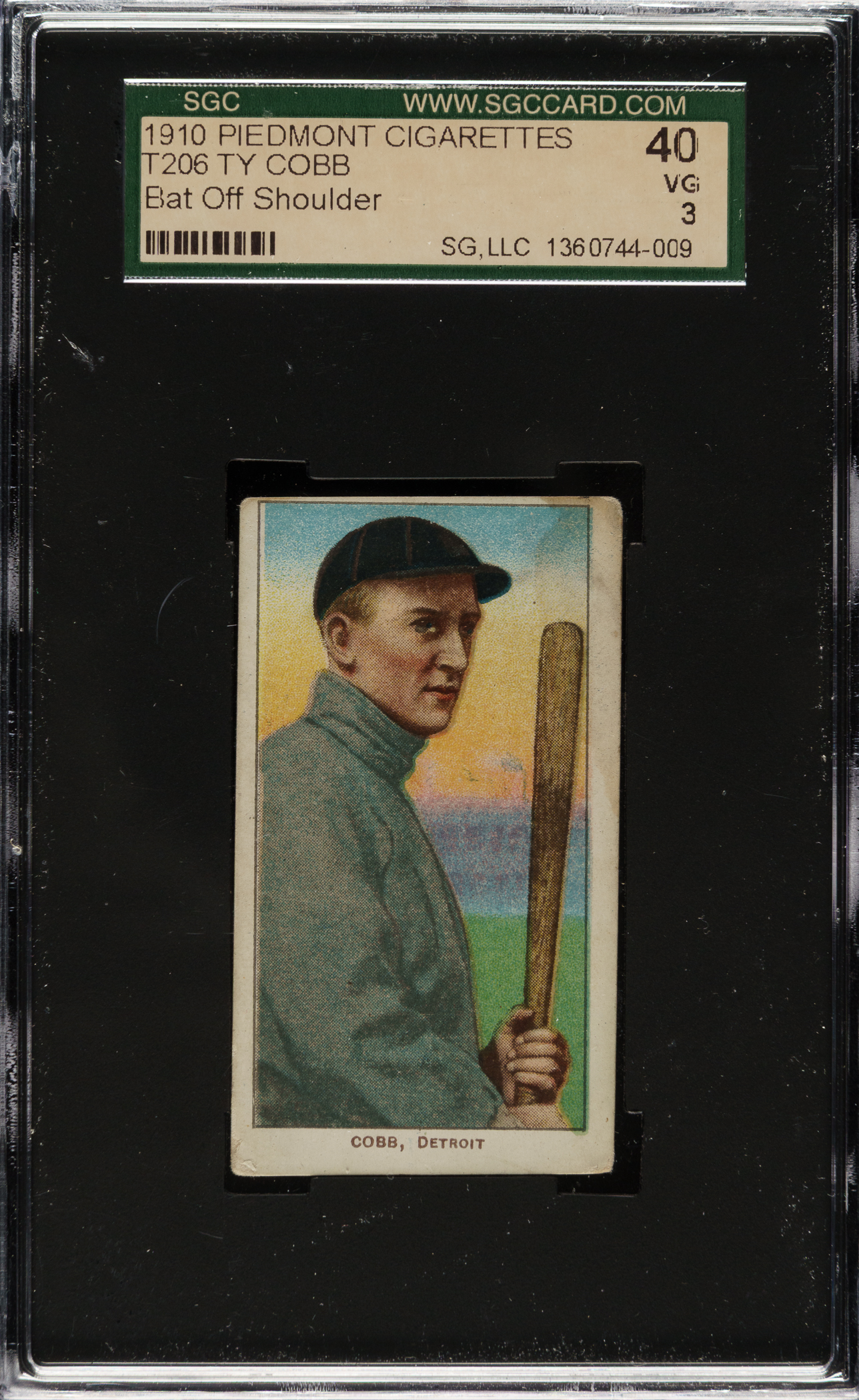 1909-1911 T206 White Border Ty Cobb Bat Off Shoulder SGC VG 40 | Barnebys
