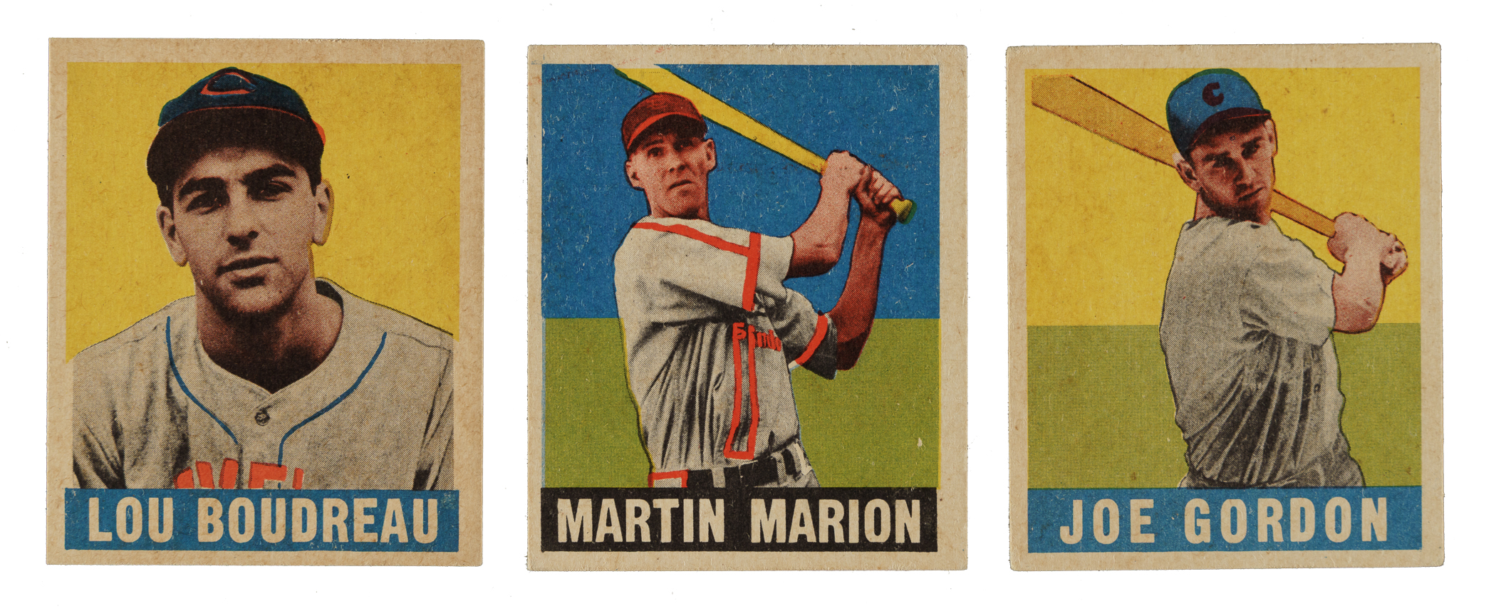 1948-1949 Leaf Trio: Lou Boudreau, Joe Gordon, and Martin Marion | Barnebys