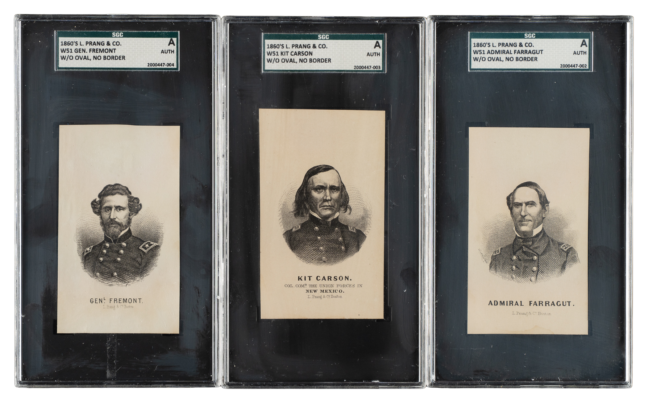 Circa 1860s W51 L. Prang & Co. SGC Authentic Trio: Gen. Fremont ...