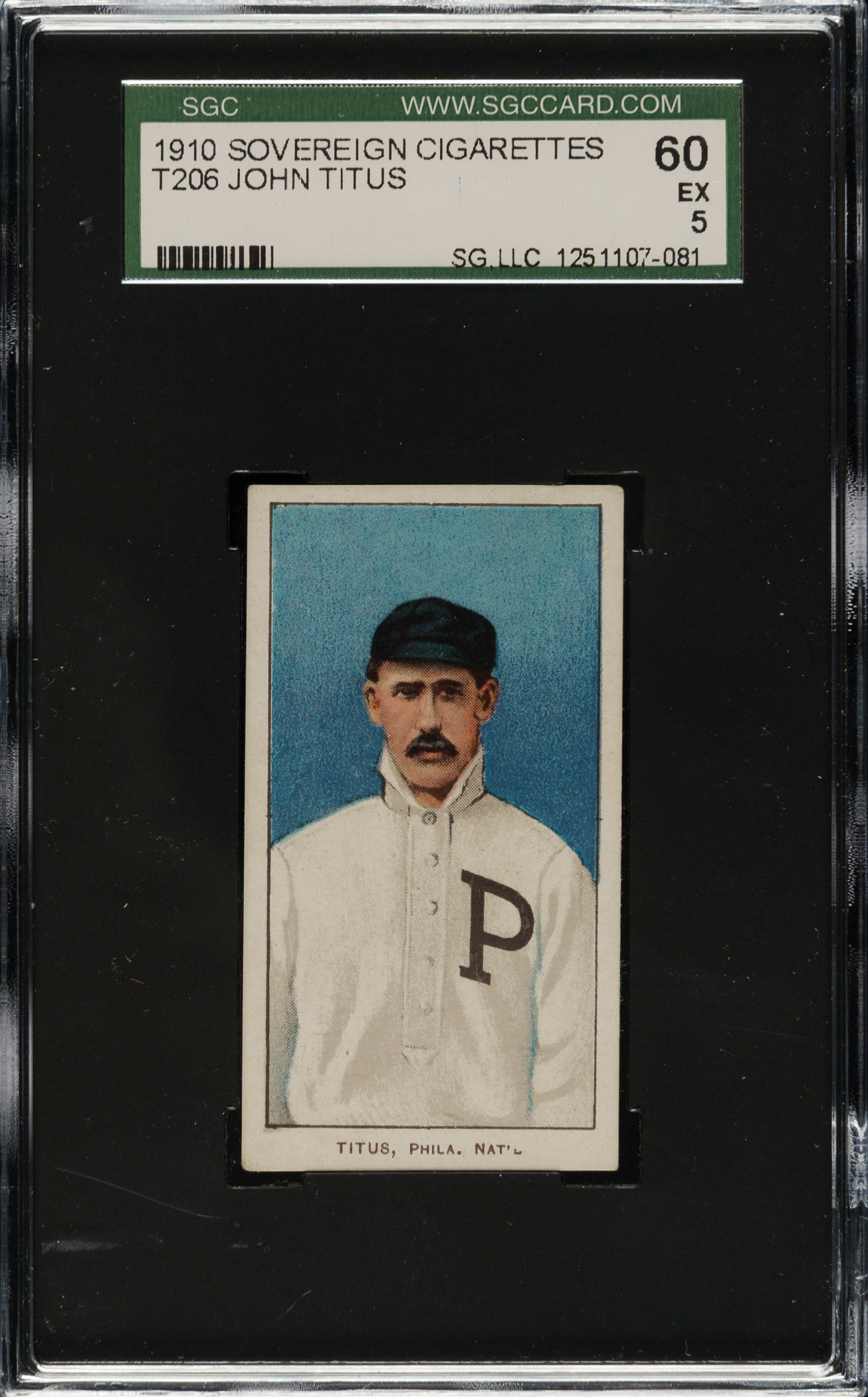 1909-1911 T206 White Border John Titus SGC EX 60 - Sovereign 350 Back ...