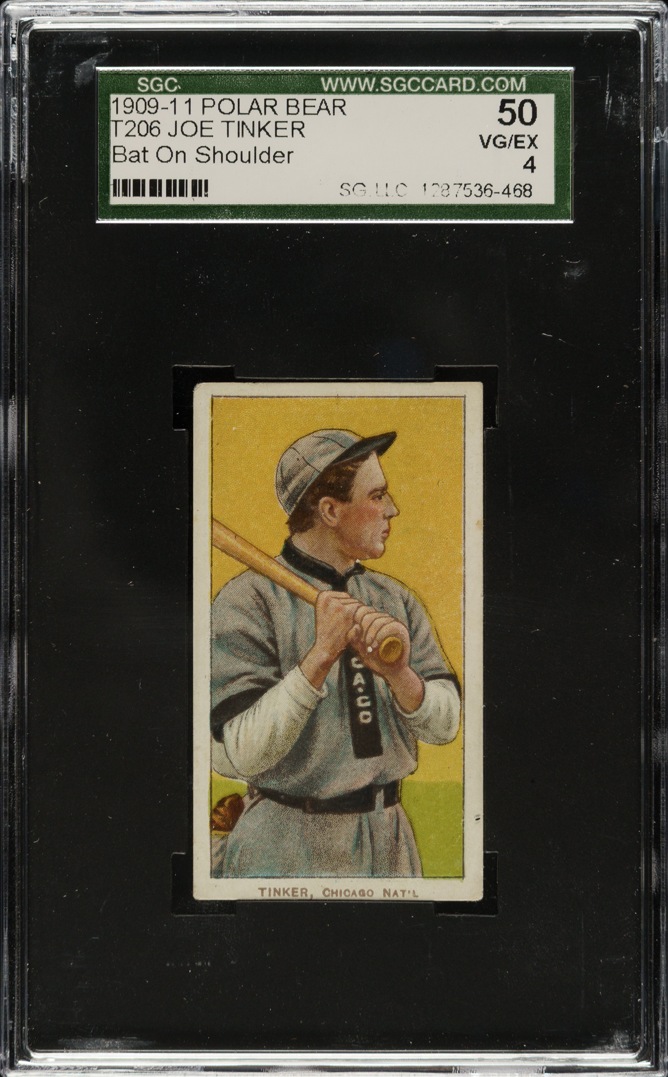 1909-1911 T206 White Border Joe Tinker Bat On Shoulder SGC VG/EX 50 ...