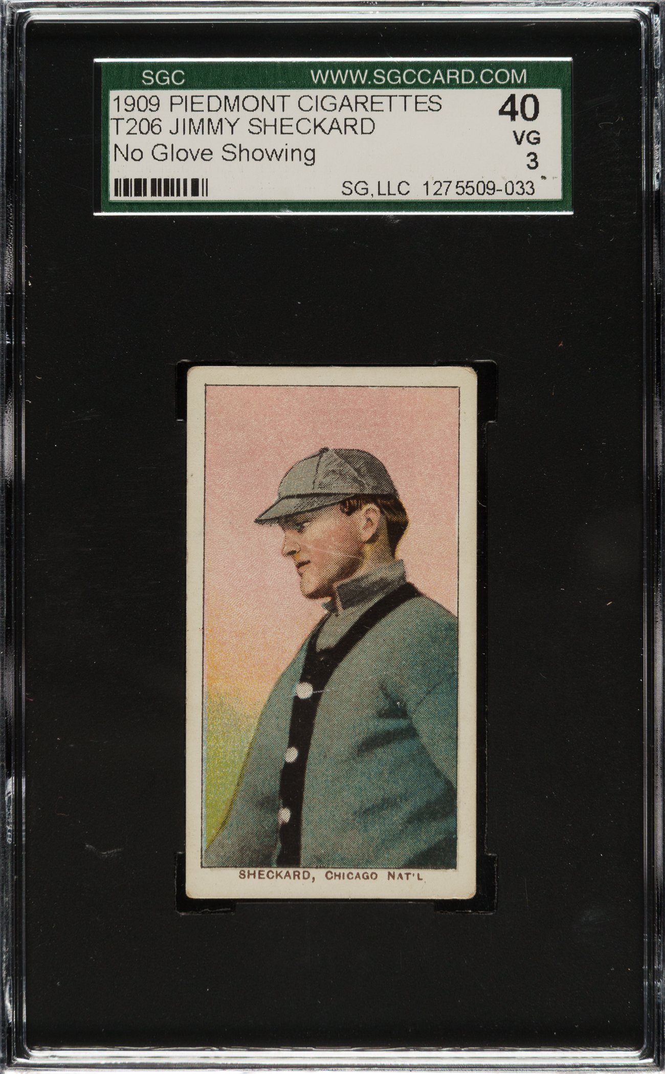 1909-1911 T206 White Border Jimmy Sheckard No Glove Showing SGC VG 40 ...
