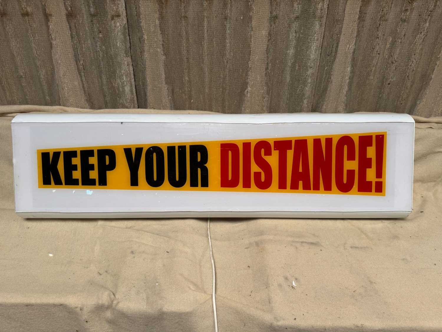 KEEP YOUR DISTANCE LIGHT UP SIGN 50" X 14" | Barnebys