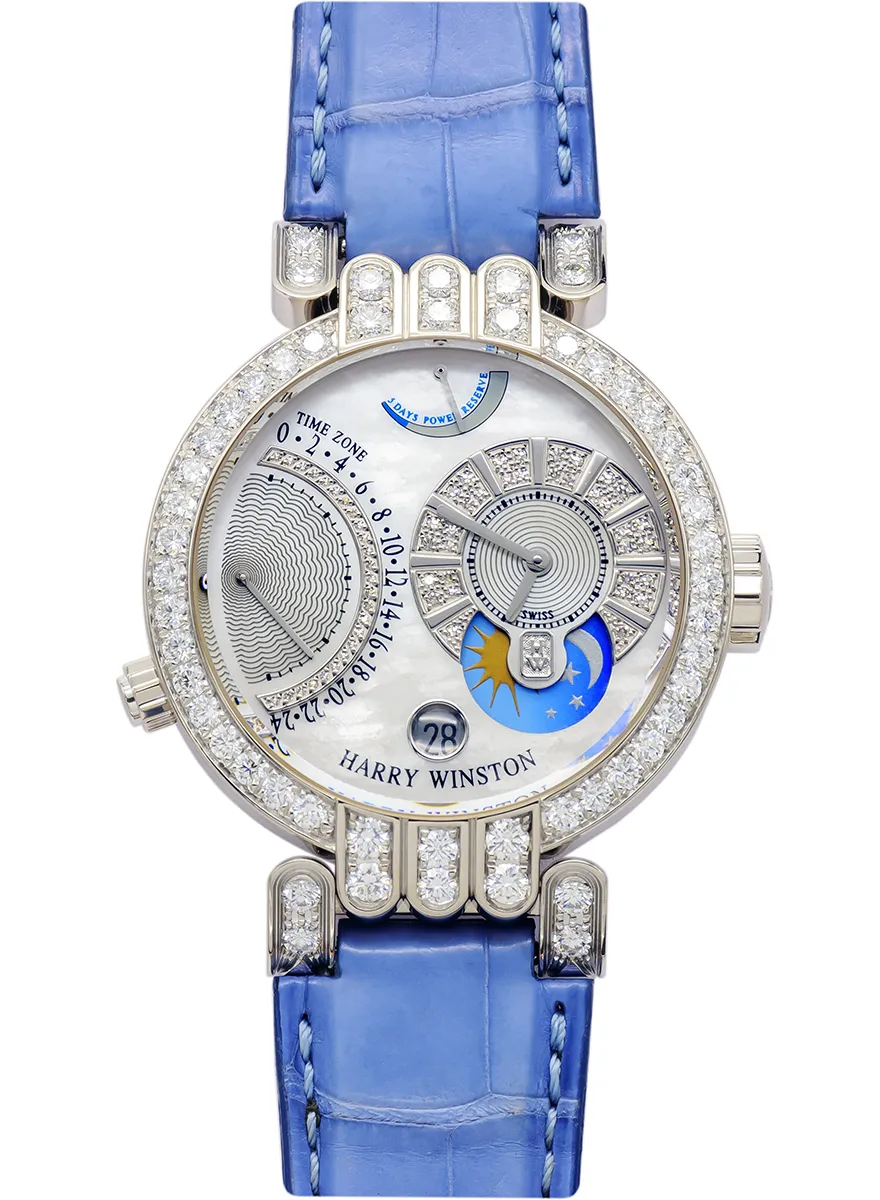 Harry Winston Premier Excenter Timezone 18K White Gold & Diamonds Lady ...