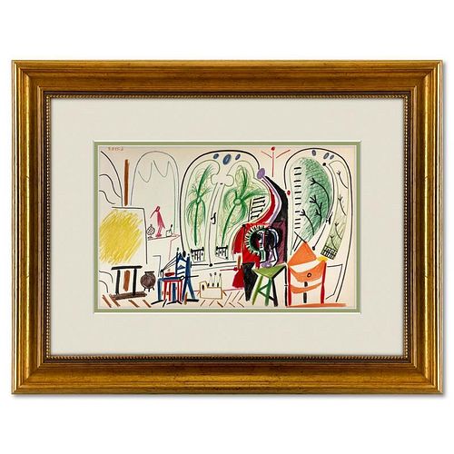 Pablo Picasso (1881-1973), "Carnet de Californie 8.11.55-V" Framed ...