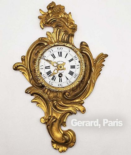 19th C. French Bronze Wall Clock, Signed By Gerard, Paris | Barnebys