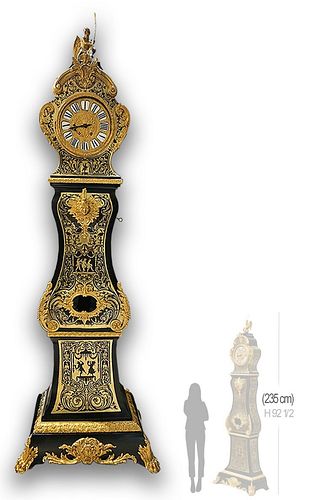 Large 19th C. Napoleon III Boulle Marquetry Inlaid Long Case ...