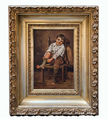 19th Century Oil On Board Framed Painting | Barnebys