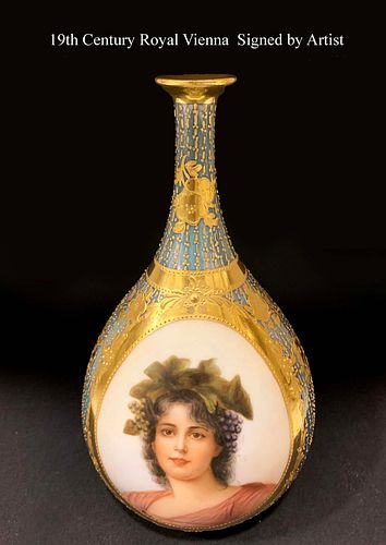 19th C. Royal Vienna Hand Painted Vase Signed By Artist | Barnebys