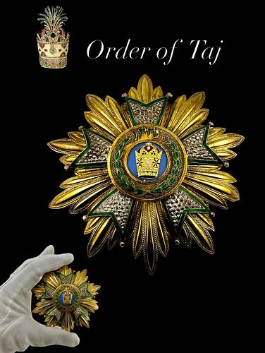 Iran Persian King Ahmad Shah Qajar Era Kiani Crown Enamel Silver Medal ...