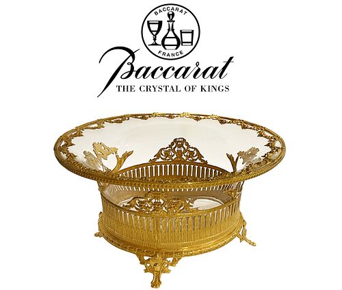 19th C. French Baccarat Crystal & Figural Ormolu Bronze Centerpiece ...