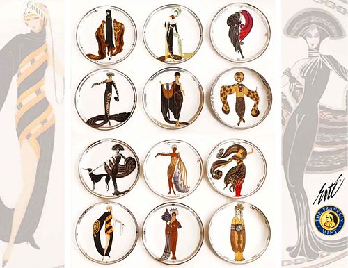 A Full Set Of 12 Pcs The Franklin Mint House of ERTE Decorative Wall ...