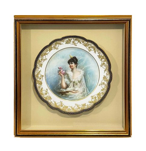 19th C. Hand Painted Porcelain Framed Decorative Wall Plate | Barnebys