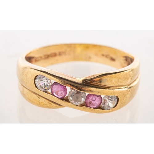 A 9ct gold crossover eternity style ring, channel set with t... | Barnebys