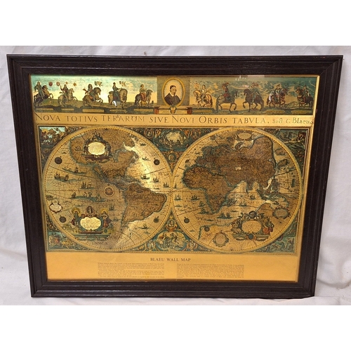 F/g Metal Etching Blaeu Wall Map approx. 57cm W x 47.5cm H (... | Barnebys