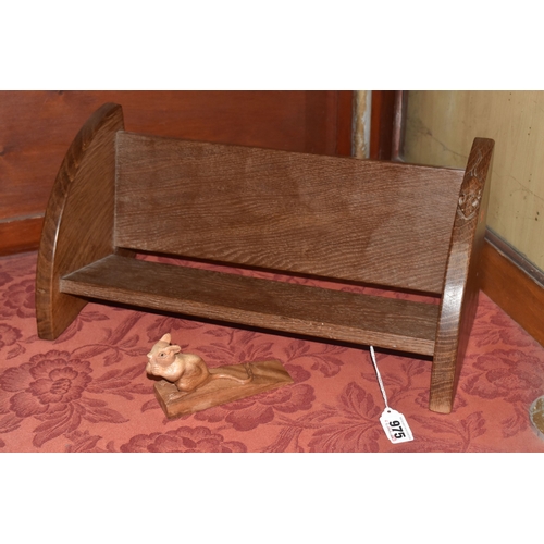 A MOUSEMAN AZED OAK BOOK TROUGH, curved end supports, with c... | Barnebys