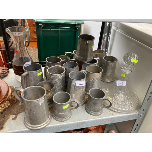 16 x Metal tankards (of various size & style) + 1 x Crys... | Barnebys