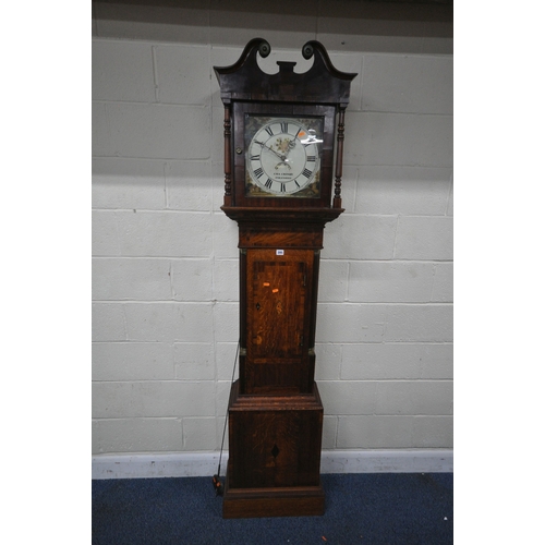 A GEORGIAN OAK CASED 30 HOUR LONGCASE CLOCK, with twin swan ... | Barnebys