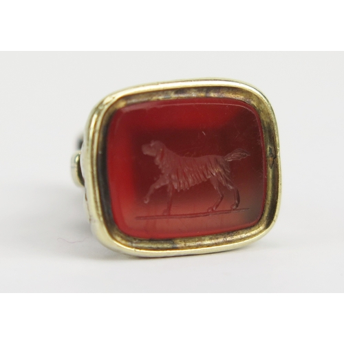 19th Century Dog Fob Seal, the carnelian matrix decorated wi... | Barnebys