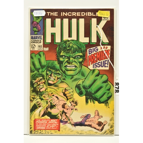 THE INCREDIBLE HULK VOLUME 1 NO. 102 MARVEL COMIC, first sol... | Barnebys