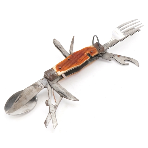 A Japanese multi-tool pocket knife mounted with horn design ... | Barnebys
