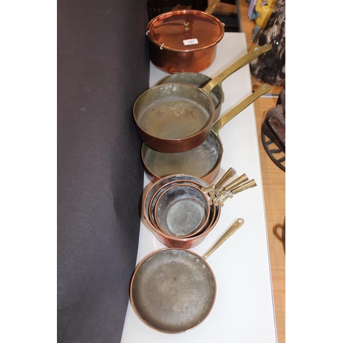 Copperware to include a pan and cover, three skillets, three... | Barnebys