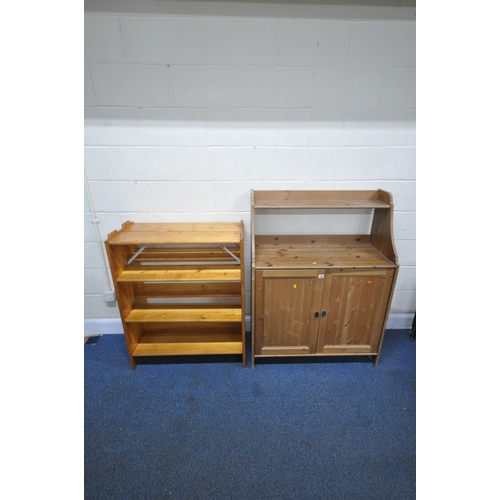 A MODERN PINE CABINET, with a single shelf over double cupbo... | Barnebys