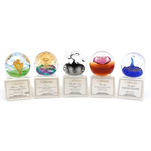 Five Caithness glass paperweights with certificates and stan... | Barnebys