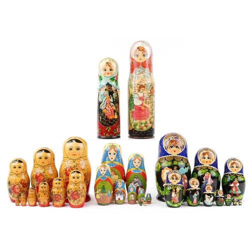 Three sets of Russian Matryoshka hand painted stacking dolls... | Barnebys