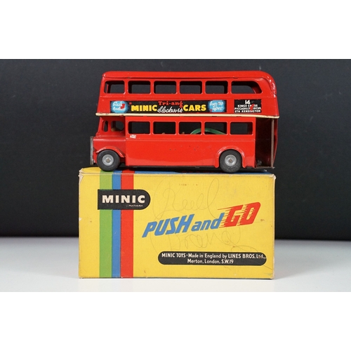 Boxed Triang Minic Push And Go Double Deck Bus tinplate cloc... | Barnebys