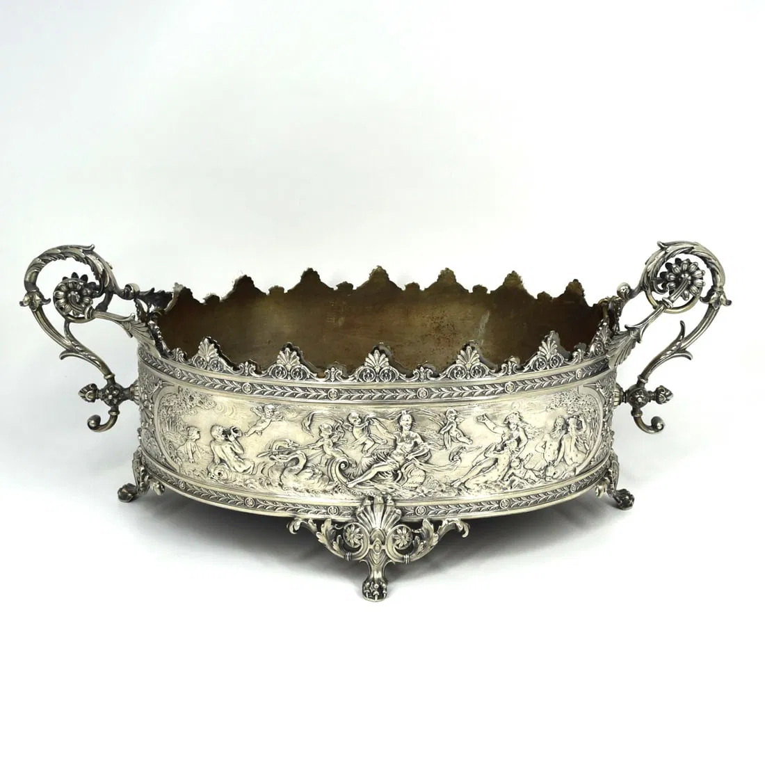 A fine antique German silver 'Birth of Venus' jardiniere centerpiece ...