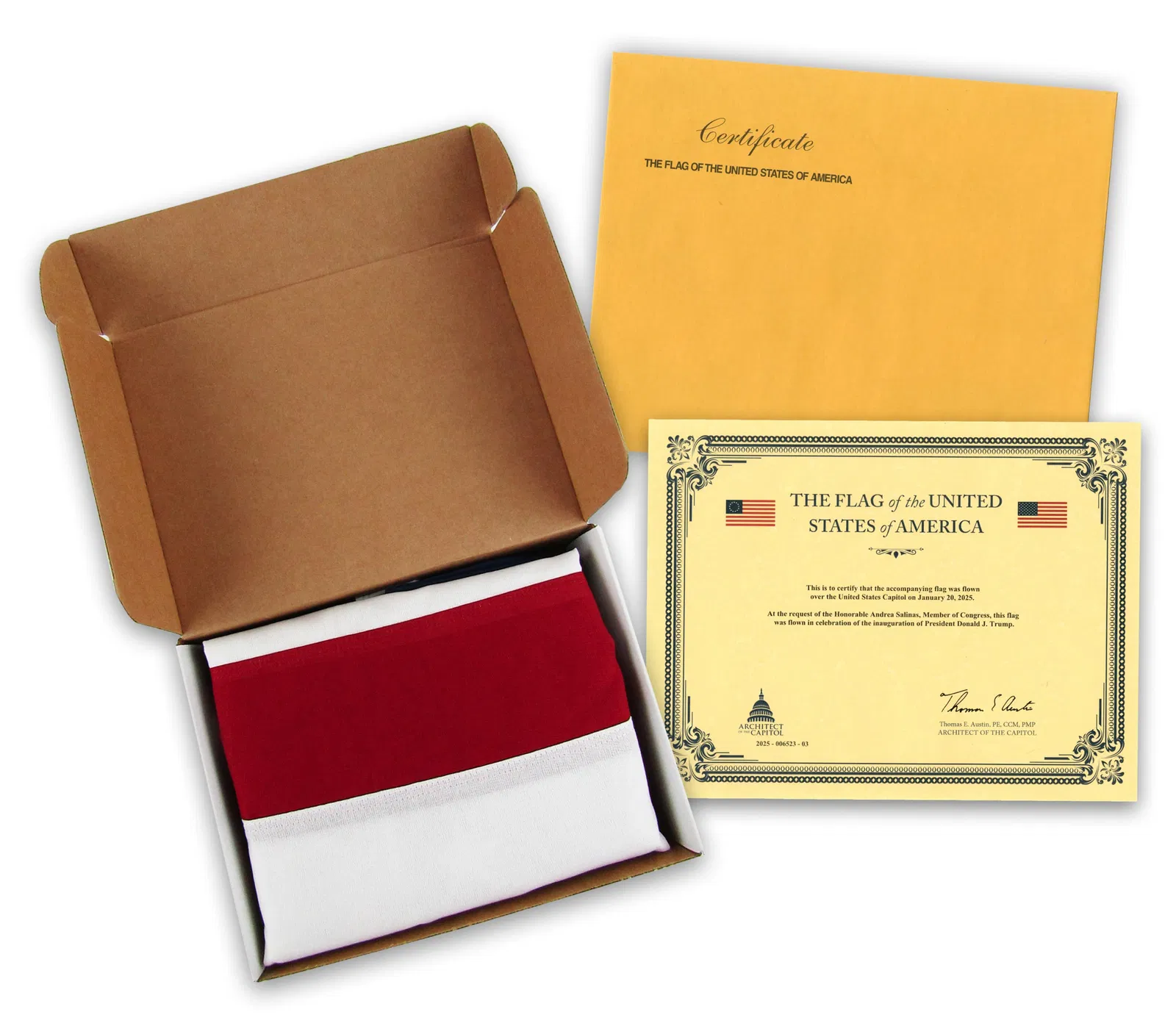 Donald Trump 2nd Inauguration U.S. Capitol-Flown Flag with Ties to ...