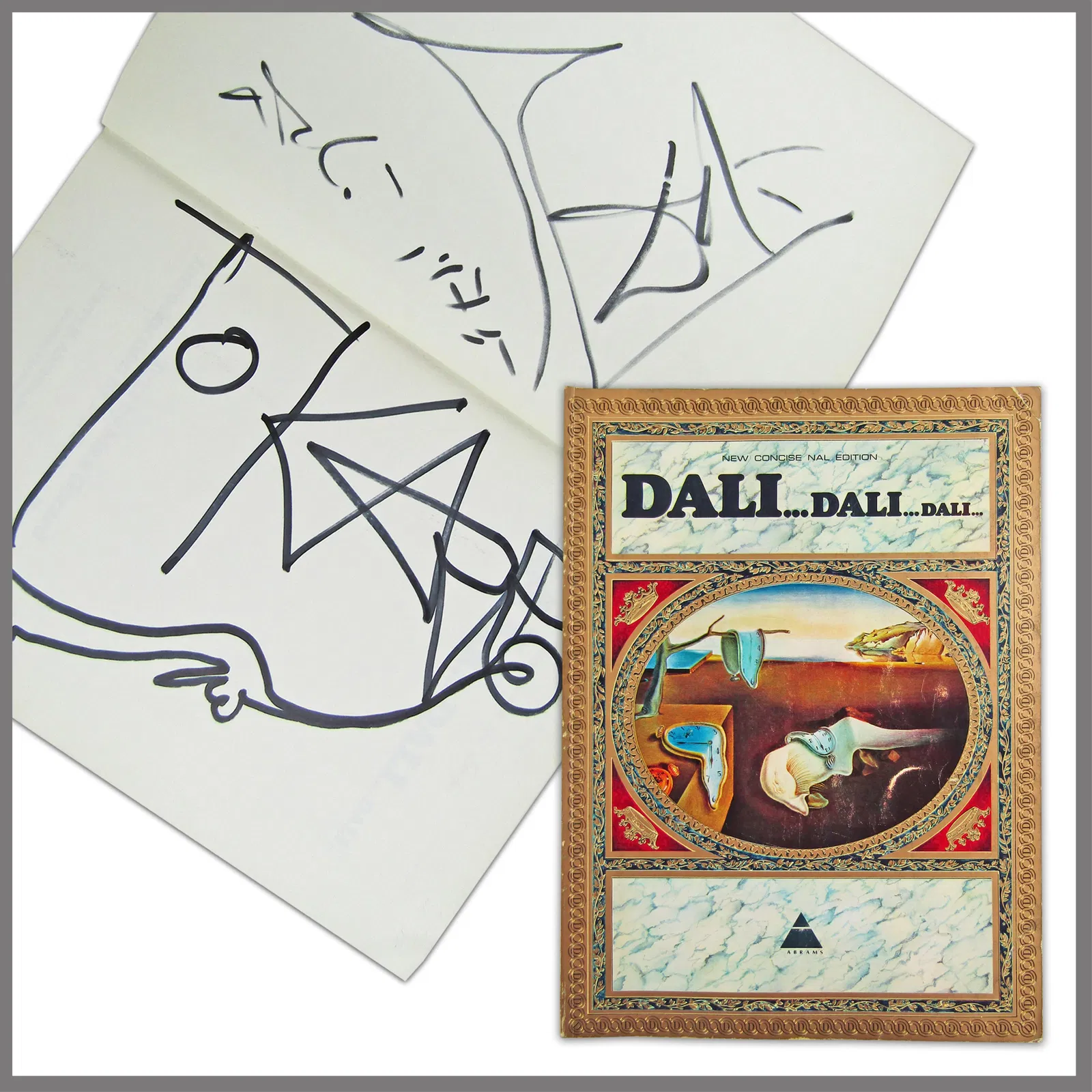 Salvador Dali Double-Spread Signature & Original Drawing In Illustrated ...