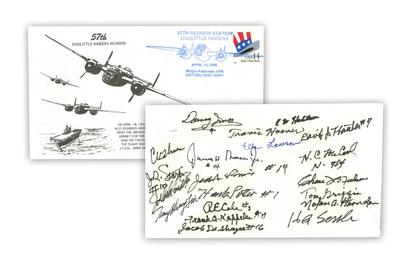 Doolittle's Raiders 57th Anniversary Reunion Cover, 20 Signatures Total ...