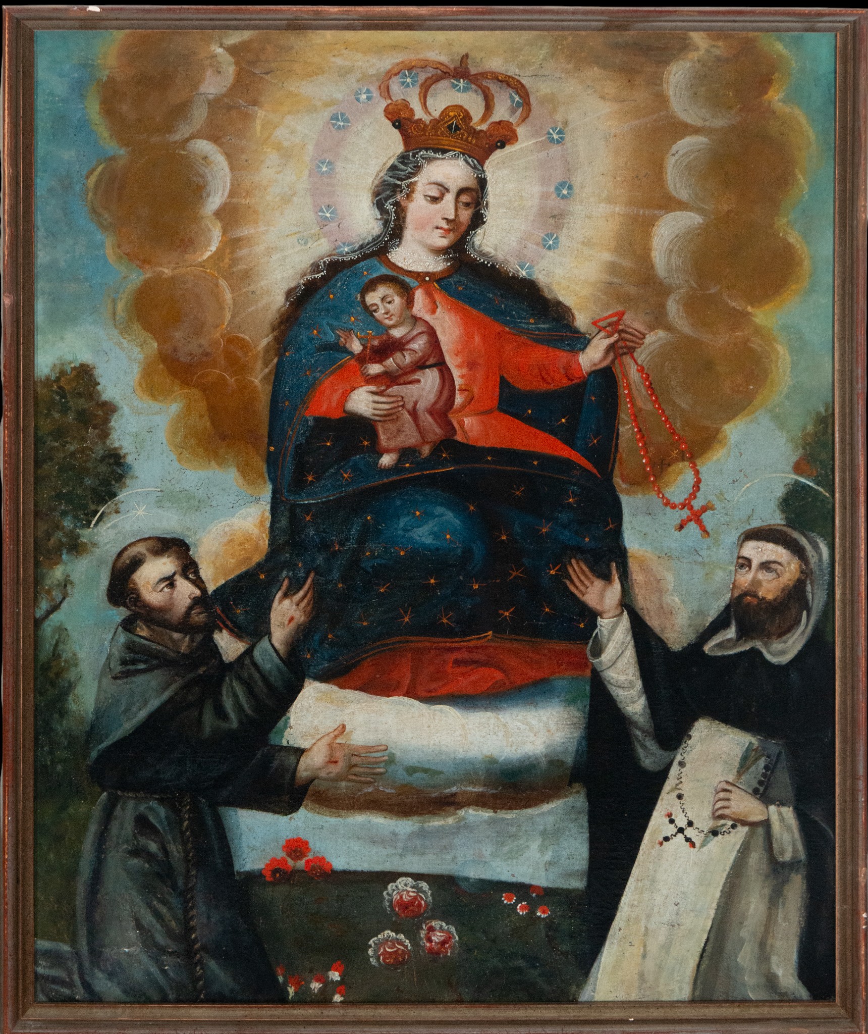Virgin of the Rosary with saints. Andean colonial viceregal school ...