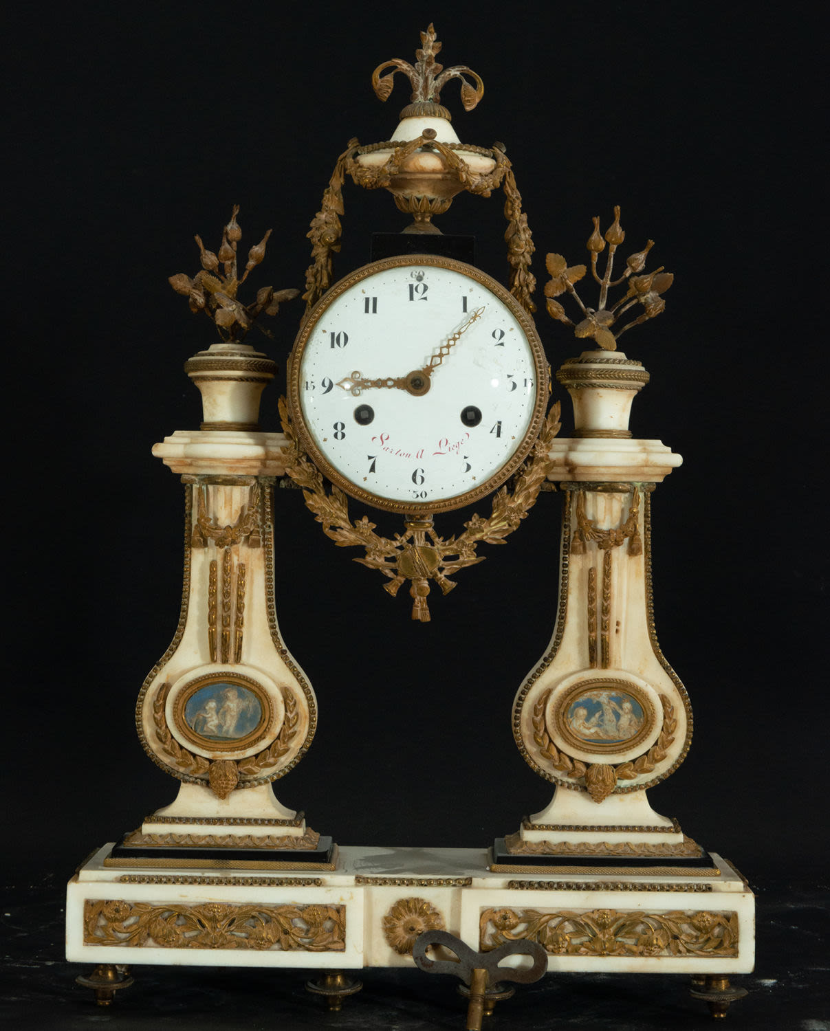 Sarlon à Liege portico clock in Alabaster and gilt bronze, France, 19th ...