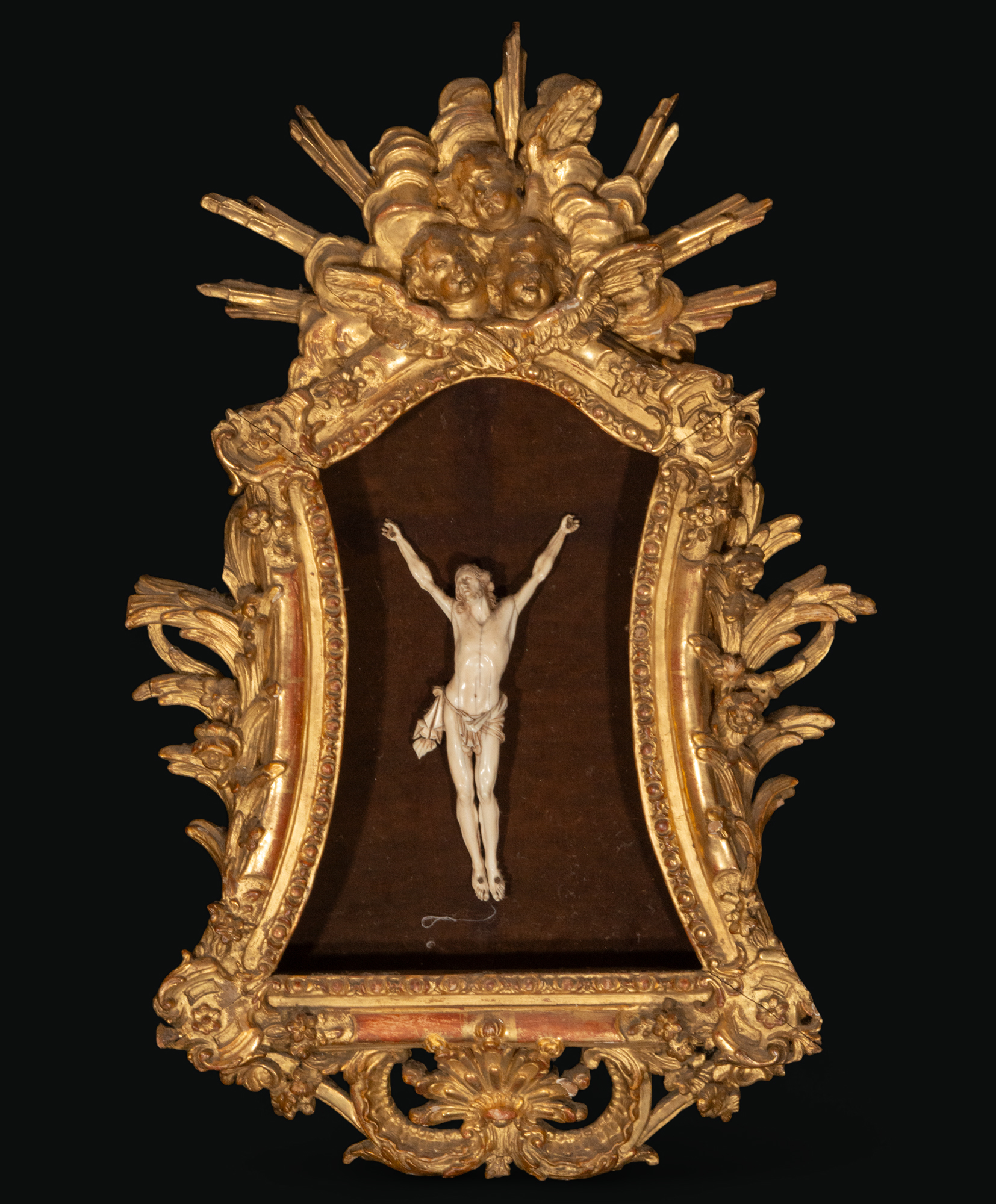 Large Italian Baroque Christ with original frame in Cornucopia, 18th ...