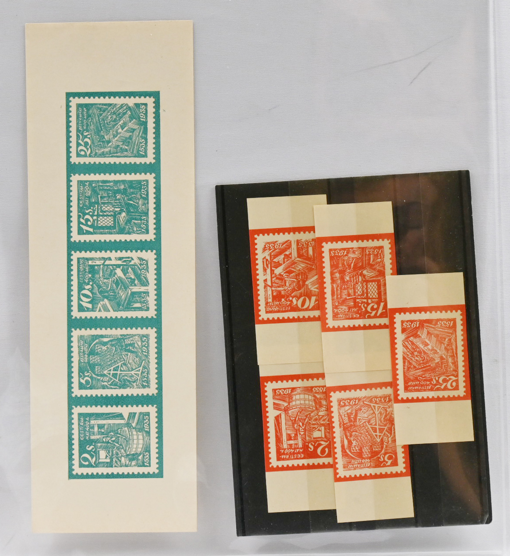 1935 essays of J. Naha for not issued stamp set "400 years of Estonian ...