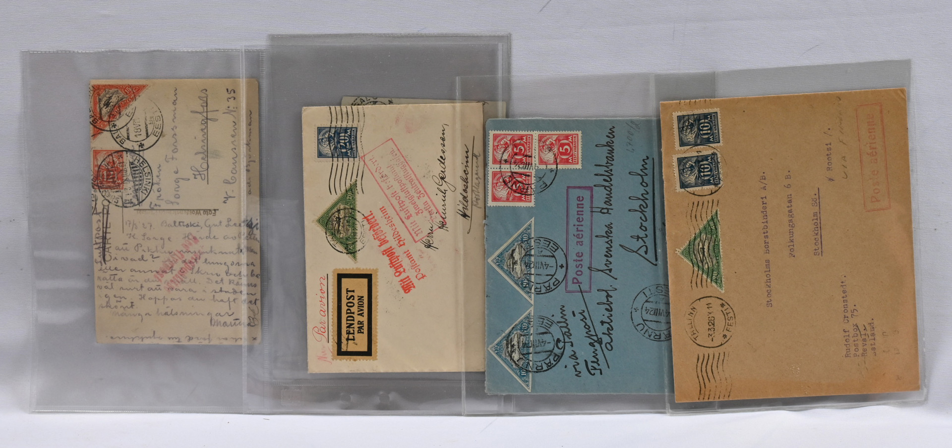 1924 - 1927 eight postal items with triangle stamps including ...