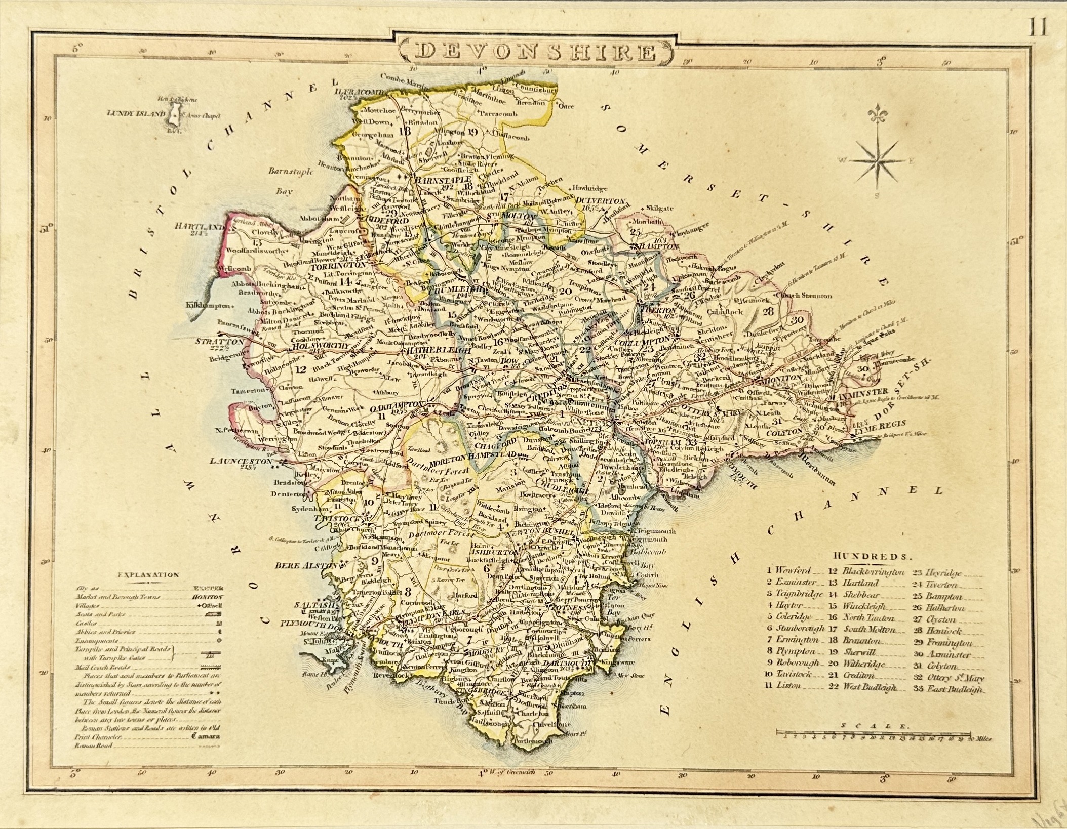 George Cole (1793–1850) – Map of Devon – Hand-Colored Engraving from ...