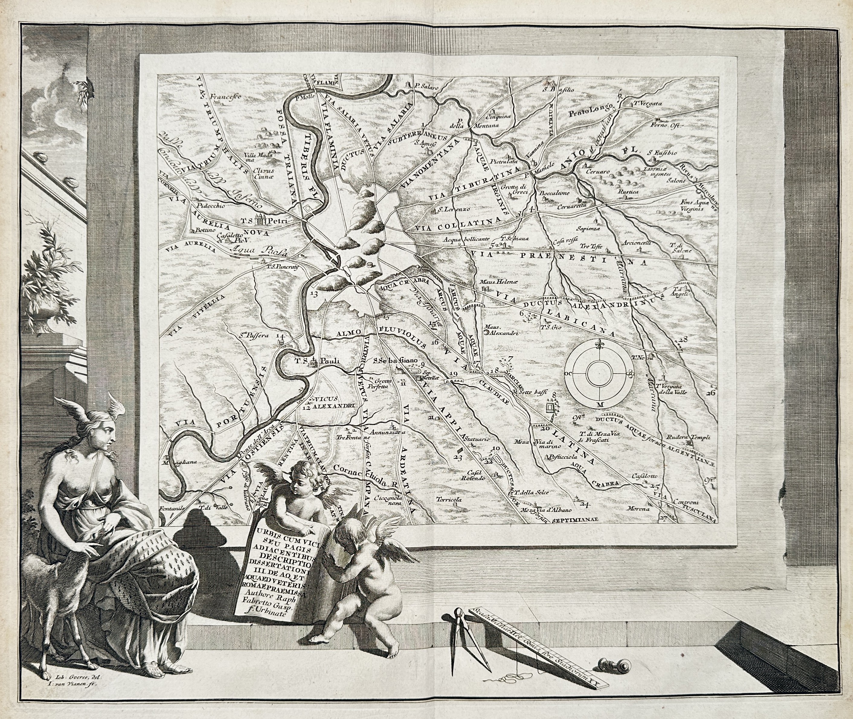 Jan Goeree (1670–1731) – Map of the Roman Campagna (Latium Vetus et | Barnebys