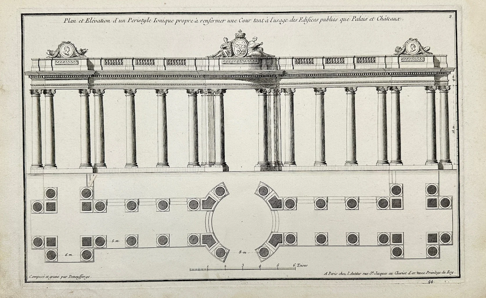 Antique Architectural Print - Plan and Facade of the Corinthian ...